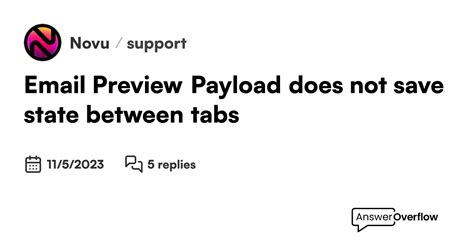 Email Preview Payload Does Not Save State Between Tabs Novu