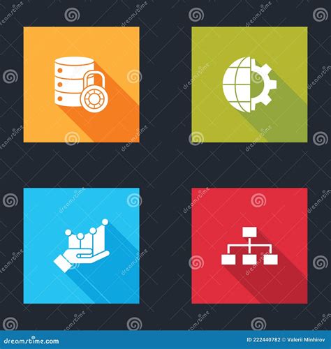 Set Server Security With Lock Globe Of The Earth And Gear Pie Chart