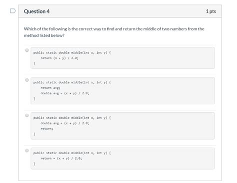 Solved Question Pts Which Of The Following Is The Chegg