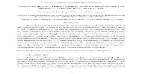 Pdf Effects Of Heat Treatment Conditions On Microstructure