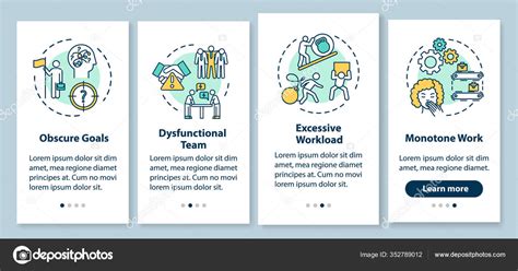 Burnout Causes Onboarding Mobile App Page Screen Concepts Monotone Work