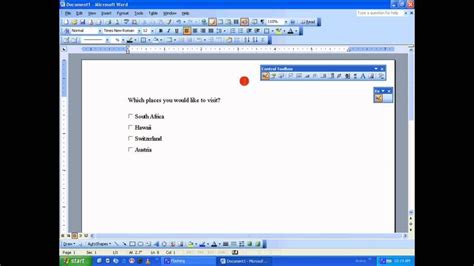 ms word tutorial multiple answers for a question using check boxes