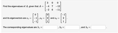Solved Find The Eigenvalues Of A ﻿given That