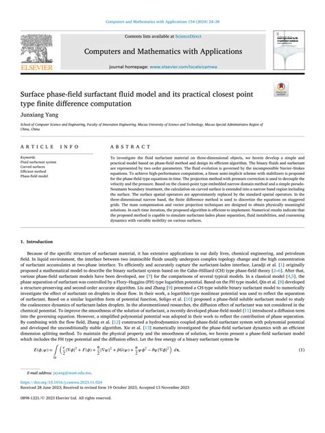 PDF Surface Phase Field Surfactant Fluid Model And Its Practical