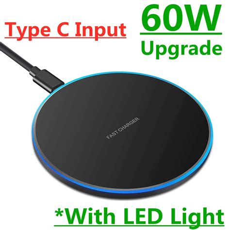 60 واط شاحن لاسلكي Usb C شحن سريع الوسادة محطة شحن سريع Qc 30 آيفون 14