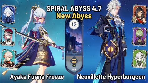 C0 Ayaka Furina Freeze C0 Neuvillette Hyperburgeon Spiral Abyss 4 7