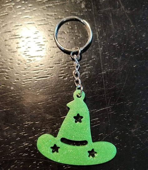 Glitter Witch Hat Keychain Halloween Keychain Witch Wiccan Witches