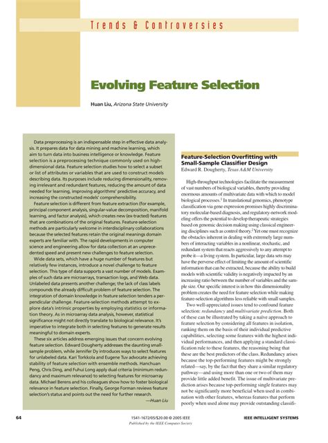 pdf evolving feature selection
