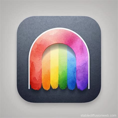 Aquarelle Rainbow IOS App Icon Stable Diffusion Online