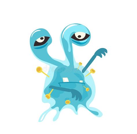 Funny Bacterial Pathogen Emoticon Cartoon Character With Crazy Face