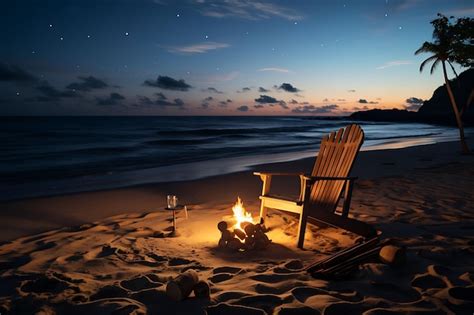Premium Photo Beach Bonfire Beach Bonfire Backdrop Starry Night Sky