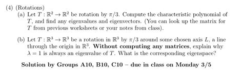 Solved 4 Rotations A Let T R2 → R2 Be Rotation By