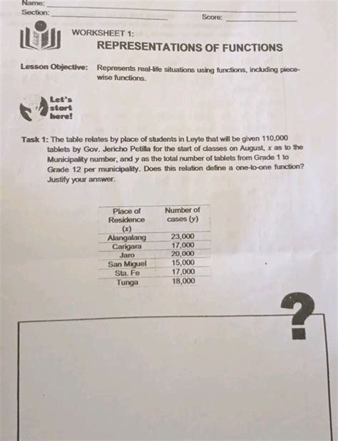Name Section Score WORKSHEET 1 StudyX