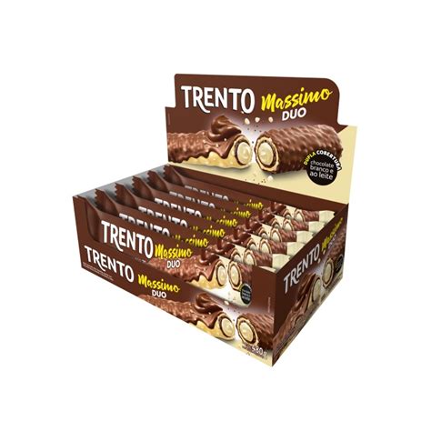 Chocolate Com Wafer Trento Massimo Duo Chocolate Ao Leite E Branco