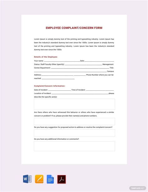 Complaint Form Templates In Pdf To Download