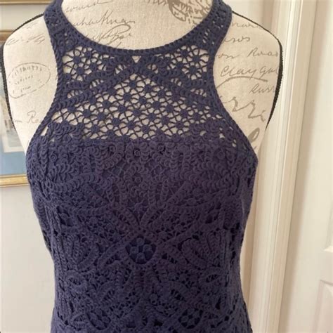 Lilly Pulitzer Dresses Lily Pullitzer Jamie True Navy Knit Crochet Racer Back Dress Poshmark