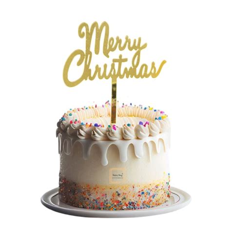 Merry Christmas Golden Acrylic Cake Topper 10 The Baking Therapy