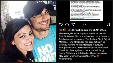 Sushant Singh Rajput Birth Anniversary Sister Shweta Singh Kirti Sets