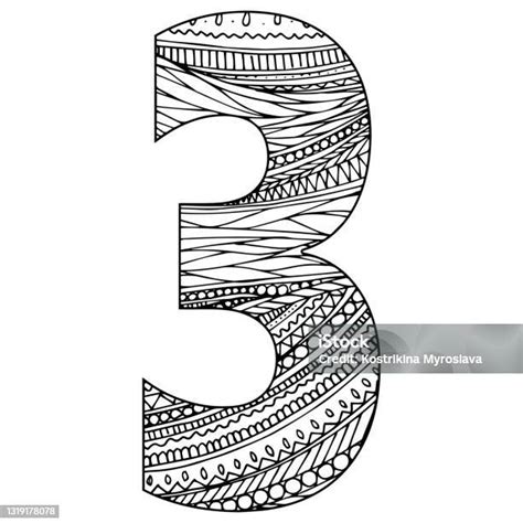 젠틀글 양식에 일치시키는 알파벳 숫자 3 벡터 일러스트 블랙 화이트 핸드 그린 낙서 민족 패턴 0명에 대한 스톡 벡터 아트 및 기타 이미지 Istock