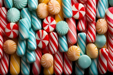 Premium Photo Mint Candy For Christmas With Stripes Baclground
