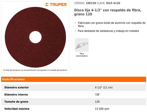 Grupo Ferretero CHC Disco Lija Con Respaldo De Fibra Grano
