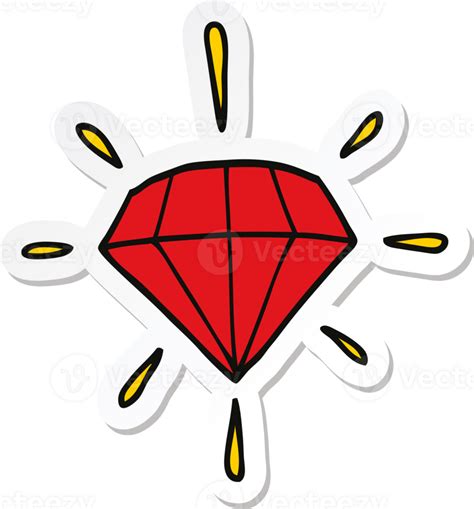 Pegatina De Un Diamante De Tatuaje De Dibujos Animados 45277836 Png