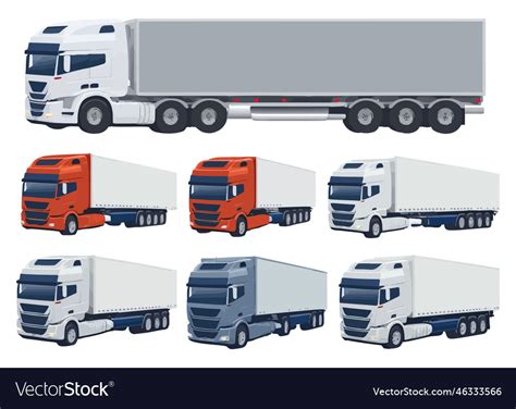 Different Types Of Semi Trucks With Trailers Vector Image