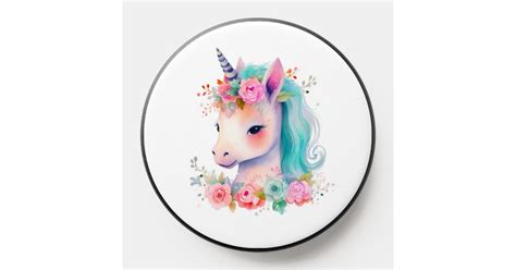 Custom Popgrip Black With Beautiful Unicorn And F Popsocket Zazzle