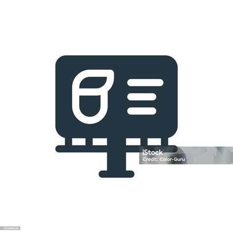 광고판 아이콘입니다 웹 사이트 디자인 및 모바일 앱 개발 인쇄를위한 글리프 광고판 아이콘 흰색 배경에 고립 된 채워진 투표 선거