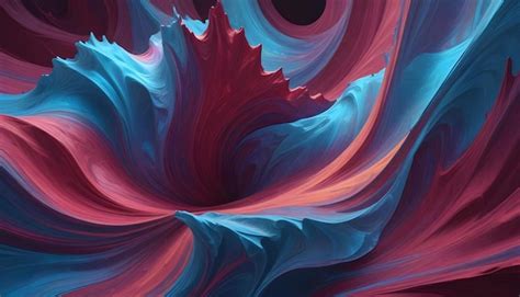 Abstract Digital Art Featuring Swirling Waves Of Blue Pink And Purple