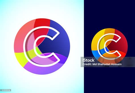 다채로운 원에 줄 문자 C 비즈니스 또는 회사 Id에 대한 그래픽 알파벳 기호입니다 0명에 대한 스톡 벡터 아트 및 기타 이미지 0명 개념 개념과 주제 Istock