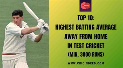 Top 10 Highest Batting Average Away From Home In Test Cricket CricIndeed