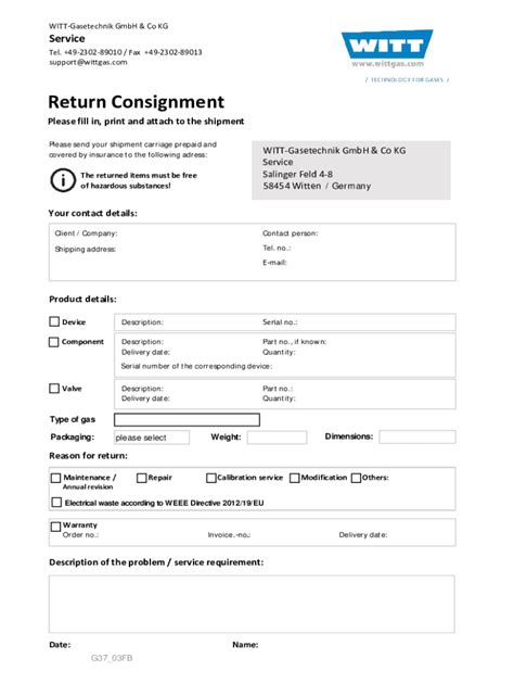 Fillable Online Return Consignment Form Fax Email Print Pdffiller