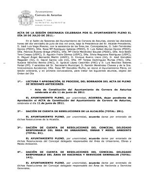 Fillable Online Corvera ACTA DE LA SESI N ORDINARIA CELEBRADA POR EL