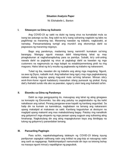 Situation Analysis Paper Pdf