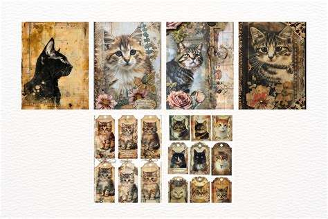 54 Kitty Cat Junk Journal Pages Cat Junk Journal Junk Journal Kit
