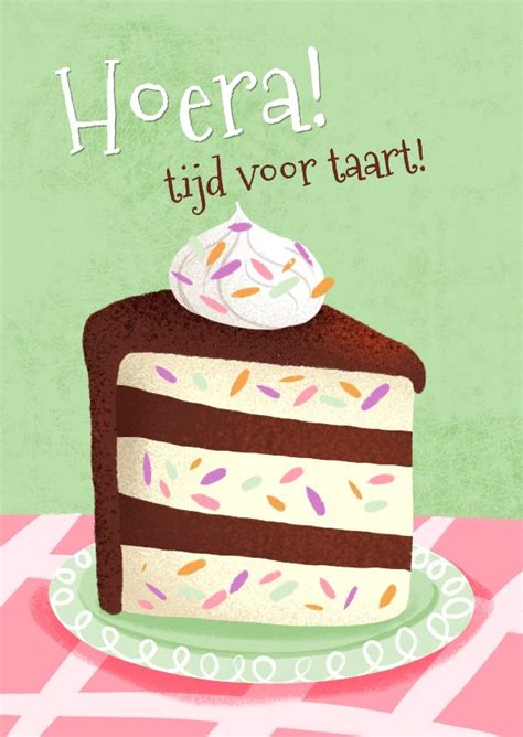 Vrolijke Verjaardagskaart Met Een Stukje Taart Kaartje2go