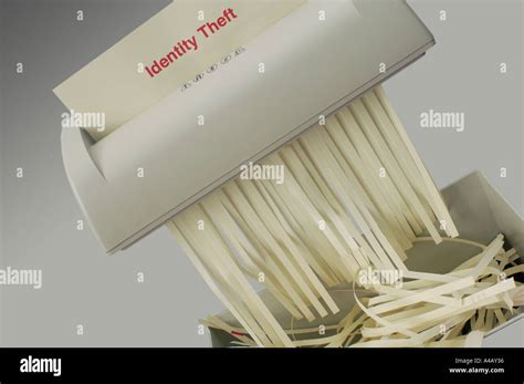 paper shredder shredding a document to avoid identity theft Stock Photo ...