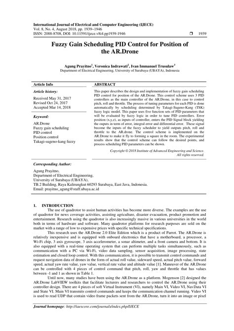 pdf fuzzy gain scheduling pid control for position of the ar drone