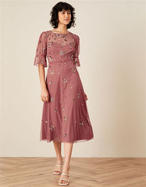 Monsoon Roxanne Embellished Midi Dress Pink Monsoon220113411 £5401
