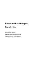 Resonance Lab Report Pdf Resonance Lab Report Danah Kim Lab Partner Jie Lu Date Of Experiment
