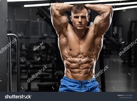 Muscular Man Showing Muscles Abs Shaped Stock Photo Shutterstock