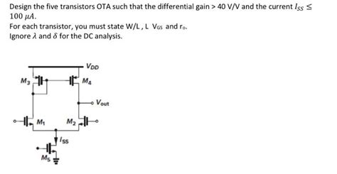 Design The Five Transistors Ota Such That The Chegg