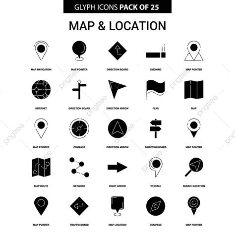 แพคไอคอนรูปปั้นของ 25 แผนที่และตำแหน่ง
