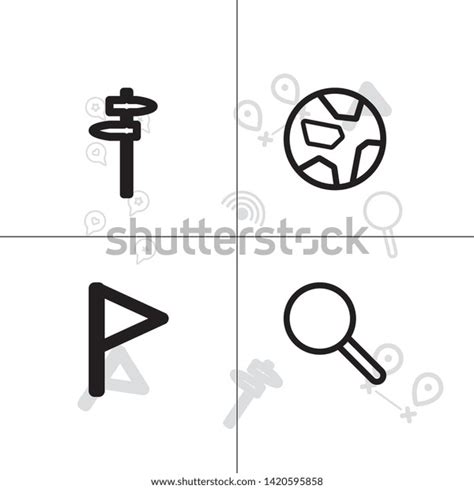 Gps Navigation Location Lineal Icon Set Stock Vector Royalty Free 1420595858 Shutterstock