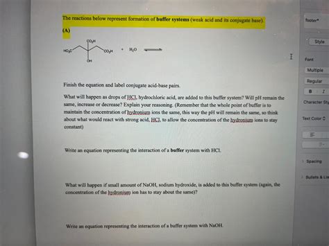 [solved] The Reactions Below Represent Formation Of Buffe