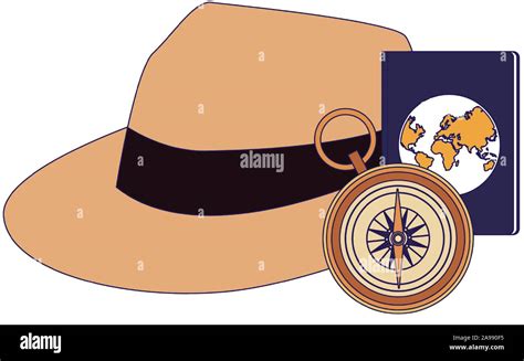 Beach Hat And Compass Icon Stock Vector Image And Art Alamy