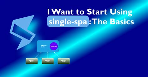 I Want To Start Using Single Spa The Basics