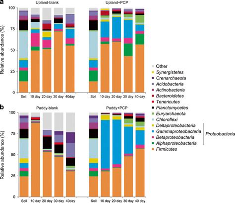 Relative Abundance Of Dominant Microbial Taxa Across Upland A And