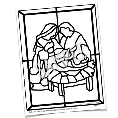 Stained Glass Christian Christmas Nativity Scene Coloring Pages Art
